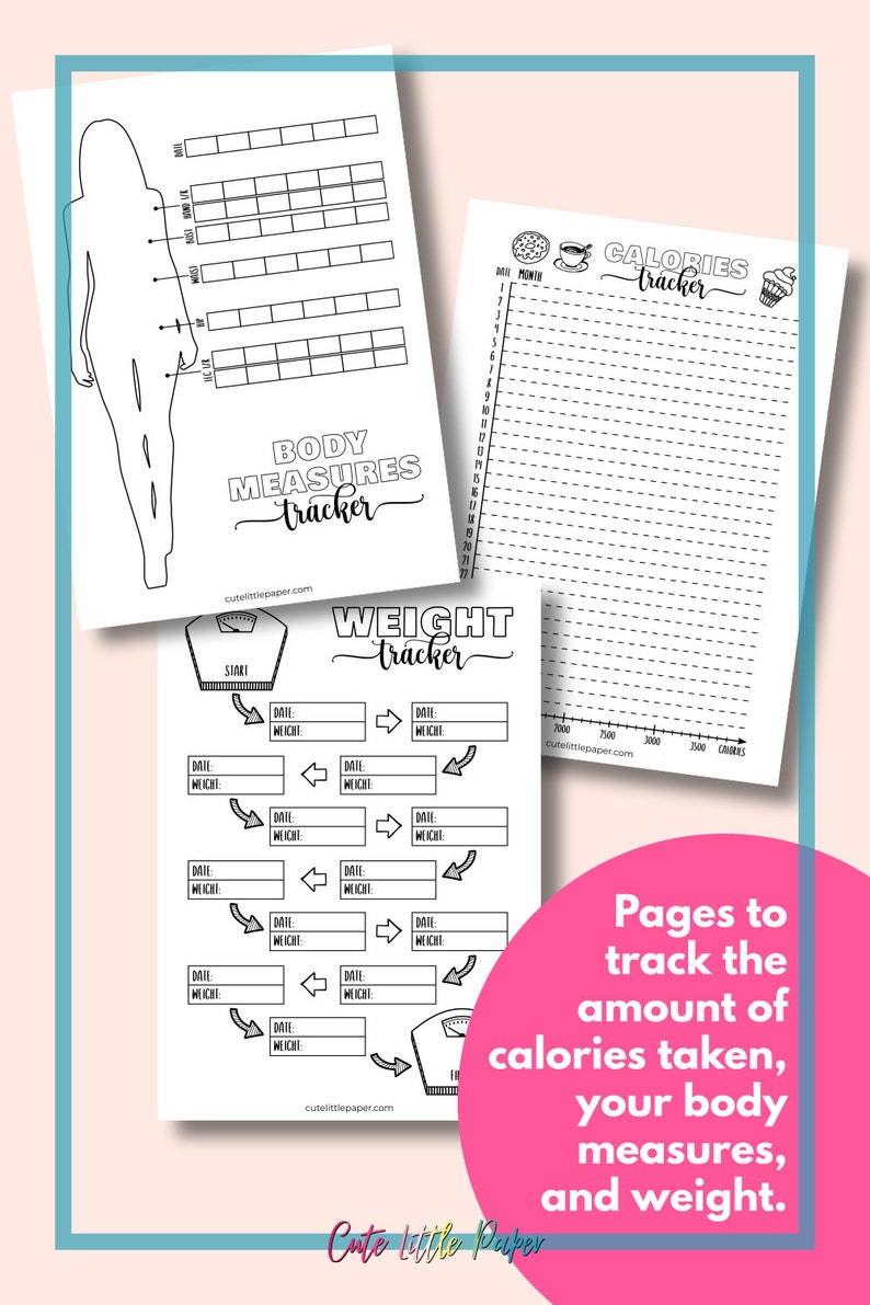 Bullet Journal Health & Fitness Trackers Set. 19 Printable Bujo ...