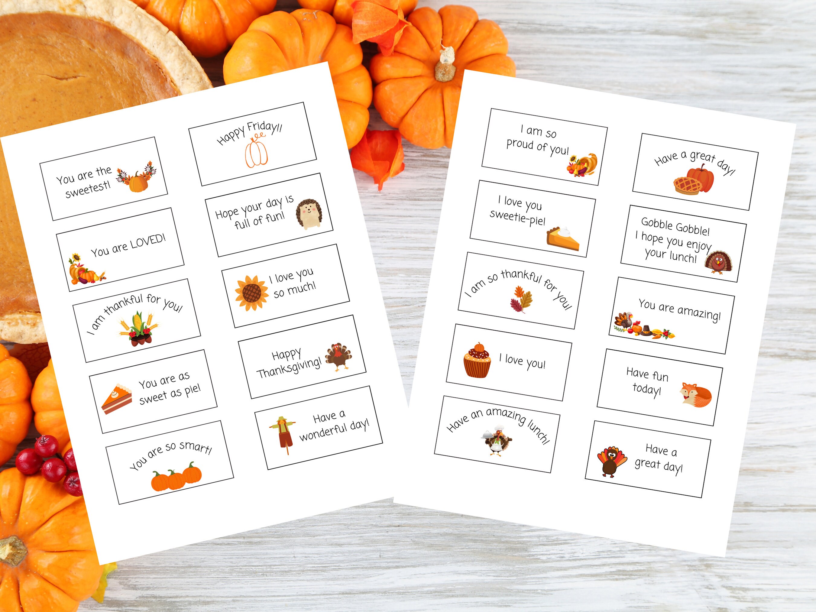 PRINTABLE Thanksgiving Lunch Box Notes, Lunch Box Notes for Kids, Notes ...