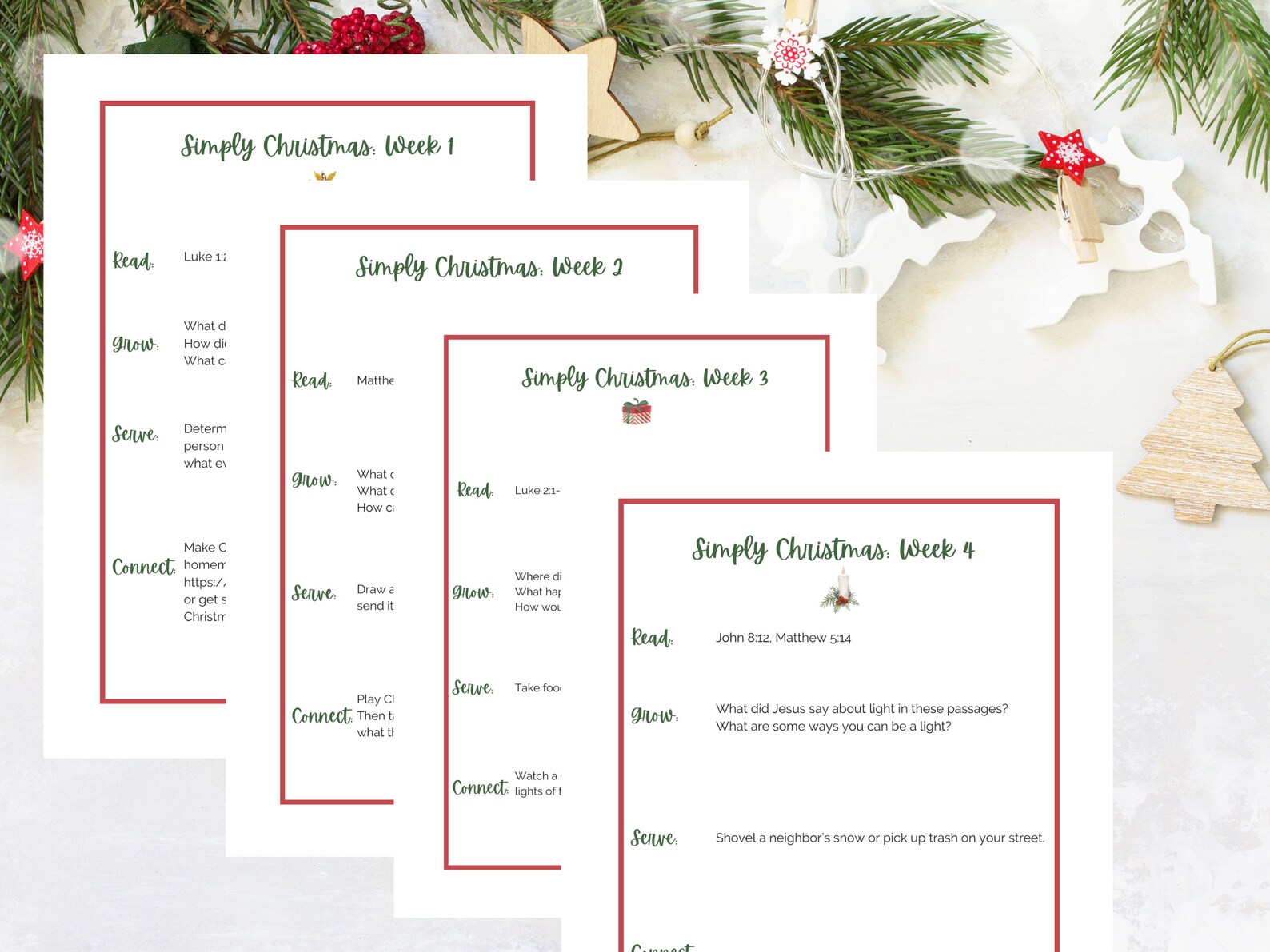 PRINTABLE Simply Christmas Weekly Advent Kit, Advent for Families ...