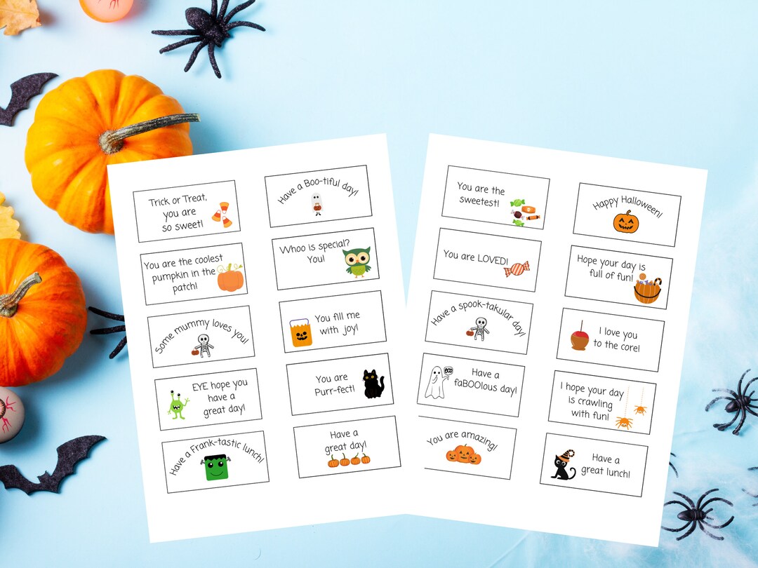 PRINTABLE Lunchbox Halloween Notes, Fall Lunch Notes - Etsy
