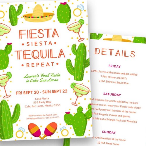 Final Fiesta Bachelorette Party Invitation Final Fiesta - Etsy