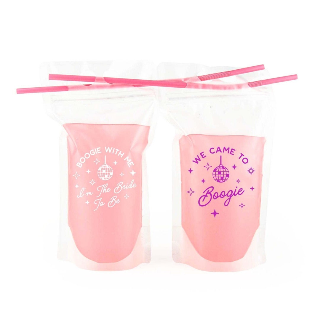 Bride's Last Disco Drink Pouches | Reusable Bridesmaid Booze Bags With ...
