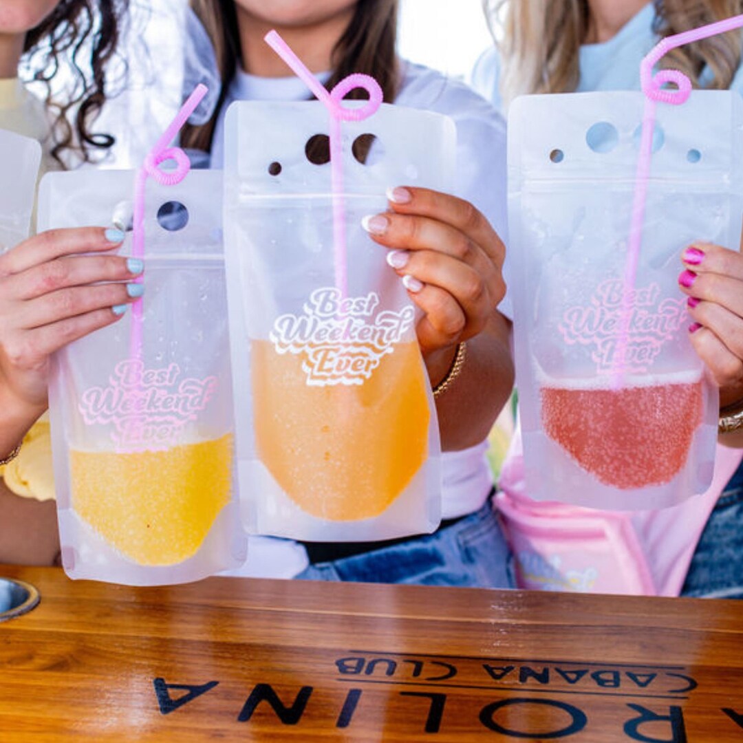 Best Weekend Ever Drink Pouches | Reusable Bridesmaid Booze Bags With ...
