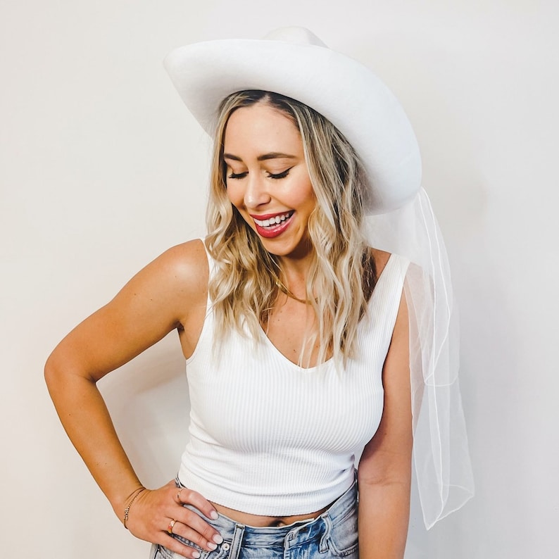 Cowboy Hat Veil for Bride Country Western Bachelorette Party - Etsy