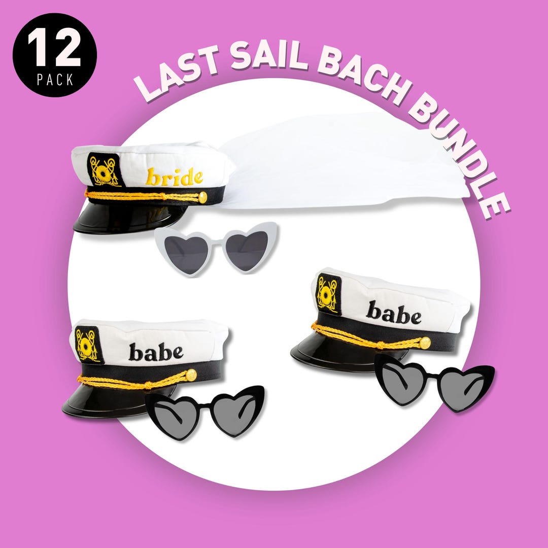 12 Pack, Last Sail Bachelorette Bundle - 12 Sailor Captain Hats, 12 ...