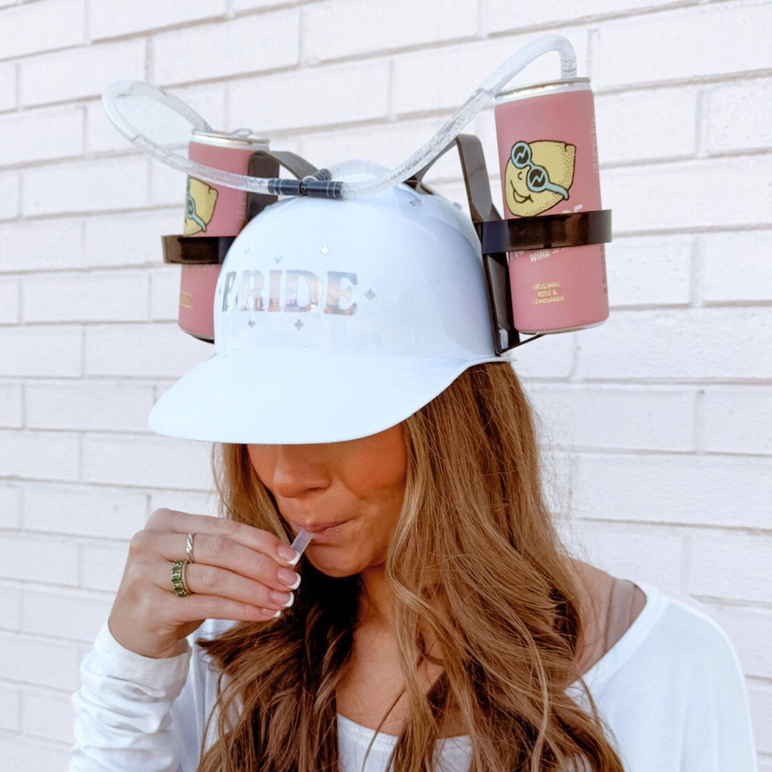 Bride Beer & Soda Drinking Helmet With Straws | Unique Bridal Veils ...