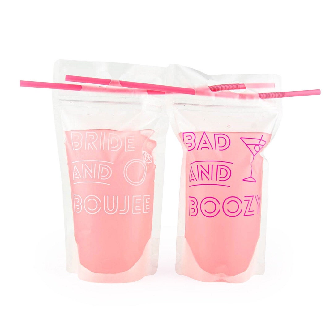 Bachelorette Party Drink Pouches | Bride and Boujee, Bad and Boozy ...