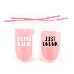 Drunk in Love Drink Pouches | Reusable Bridesmaid Booze Bags With Straw ...