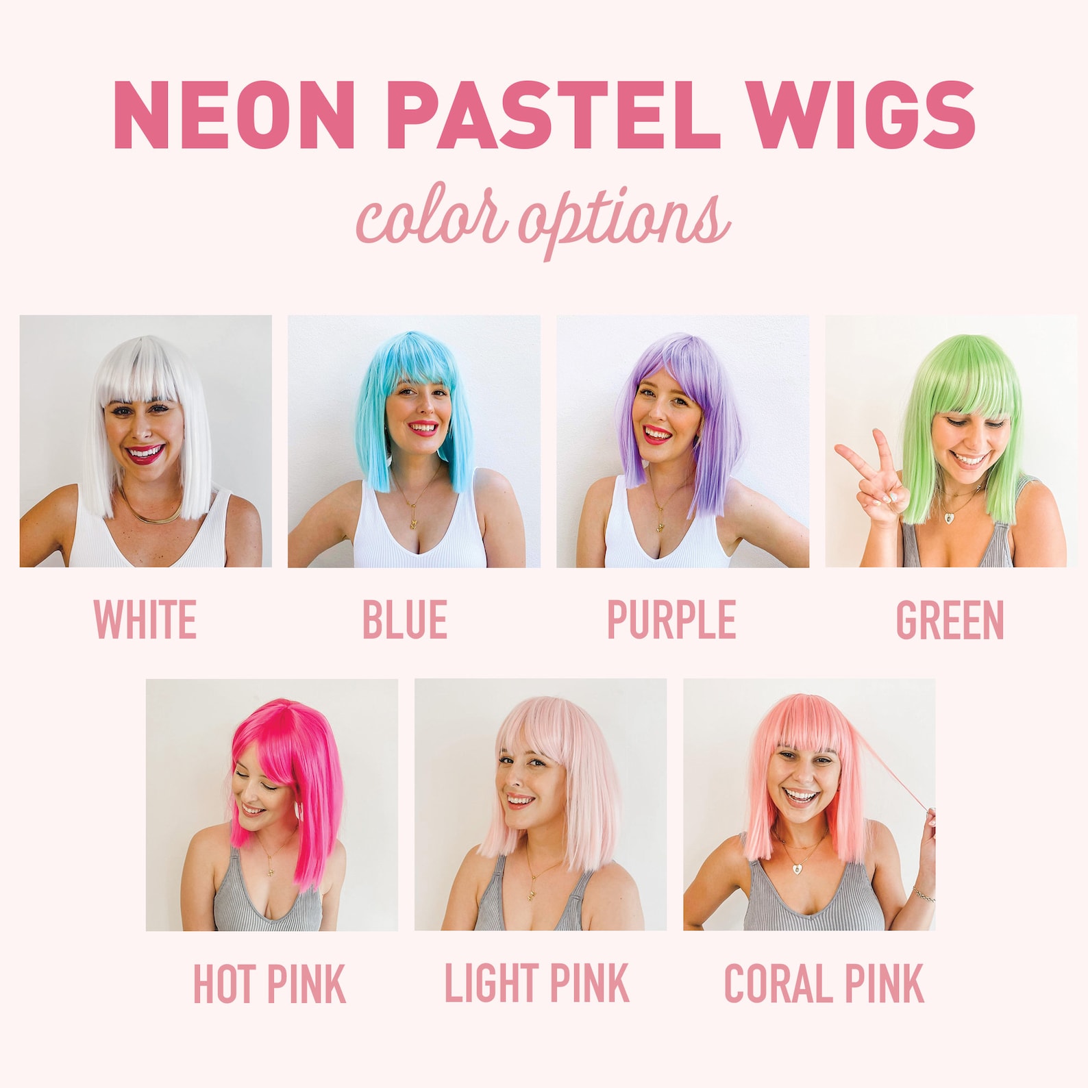 Bachelorette Party Wigs Neon Pastel Wig With Adjustable - Etsy