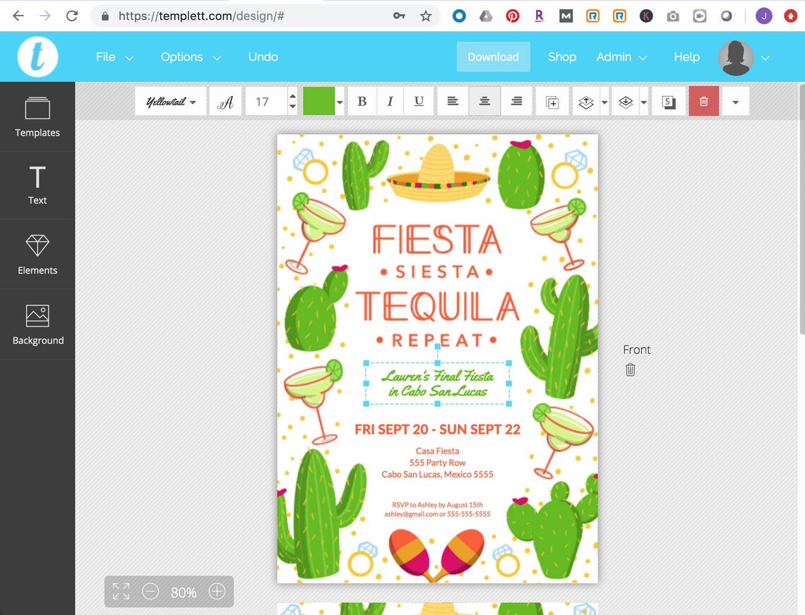 Final Fiesta Bachelorette Party Invitation Template Editable - Etsy