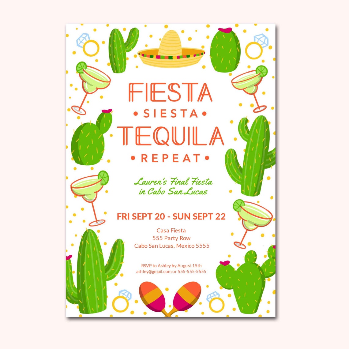 Final Fiesta Bachelorette Party Invitation Template Editable - Etsy