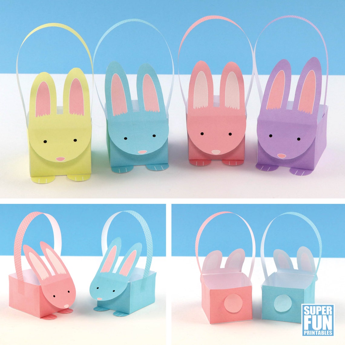 Bunny Basket Paper Craft - Etsy