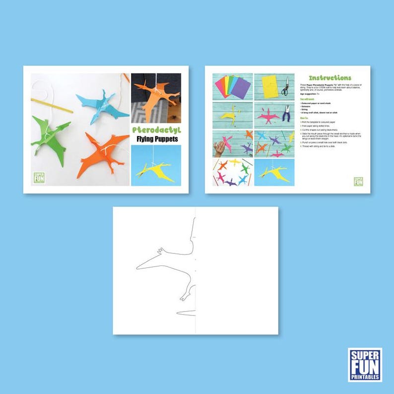 Paper Pterodactyl Puppets - Etsy