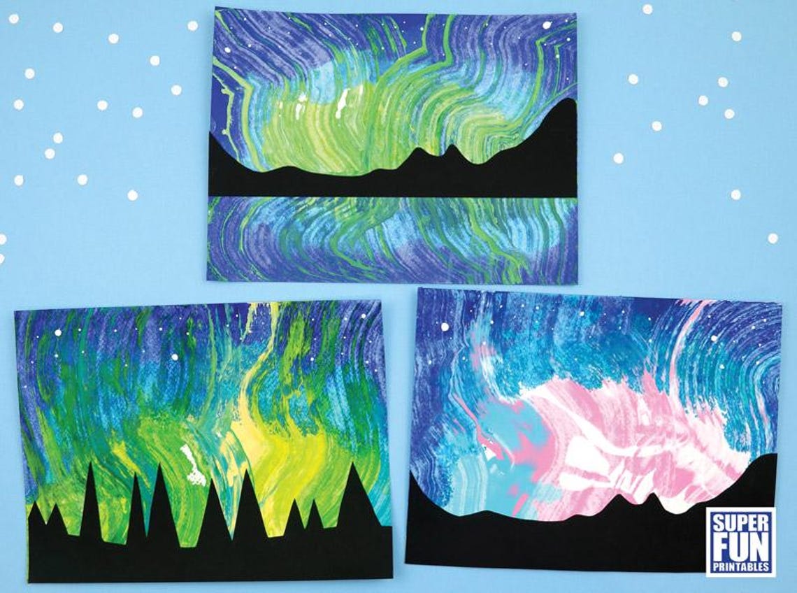 Aurora Borealis Scrape Art - Etsy