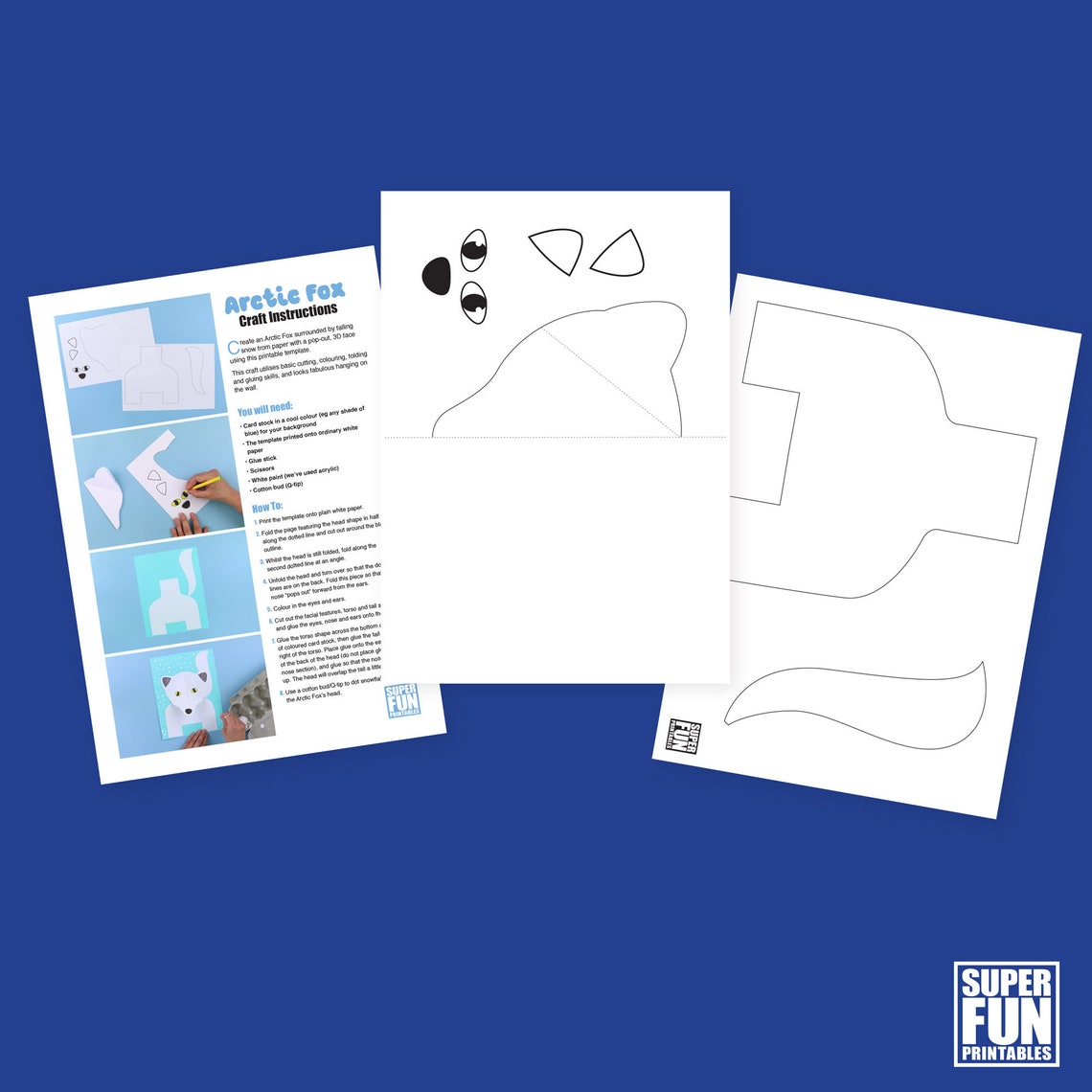 3D Arctic Fox Paper Craft - Etsy