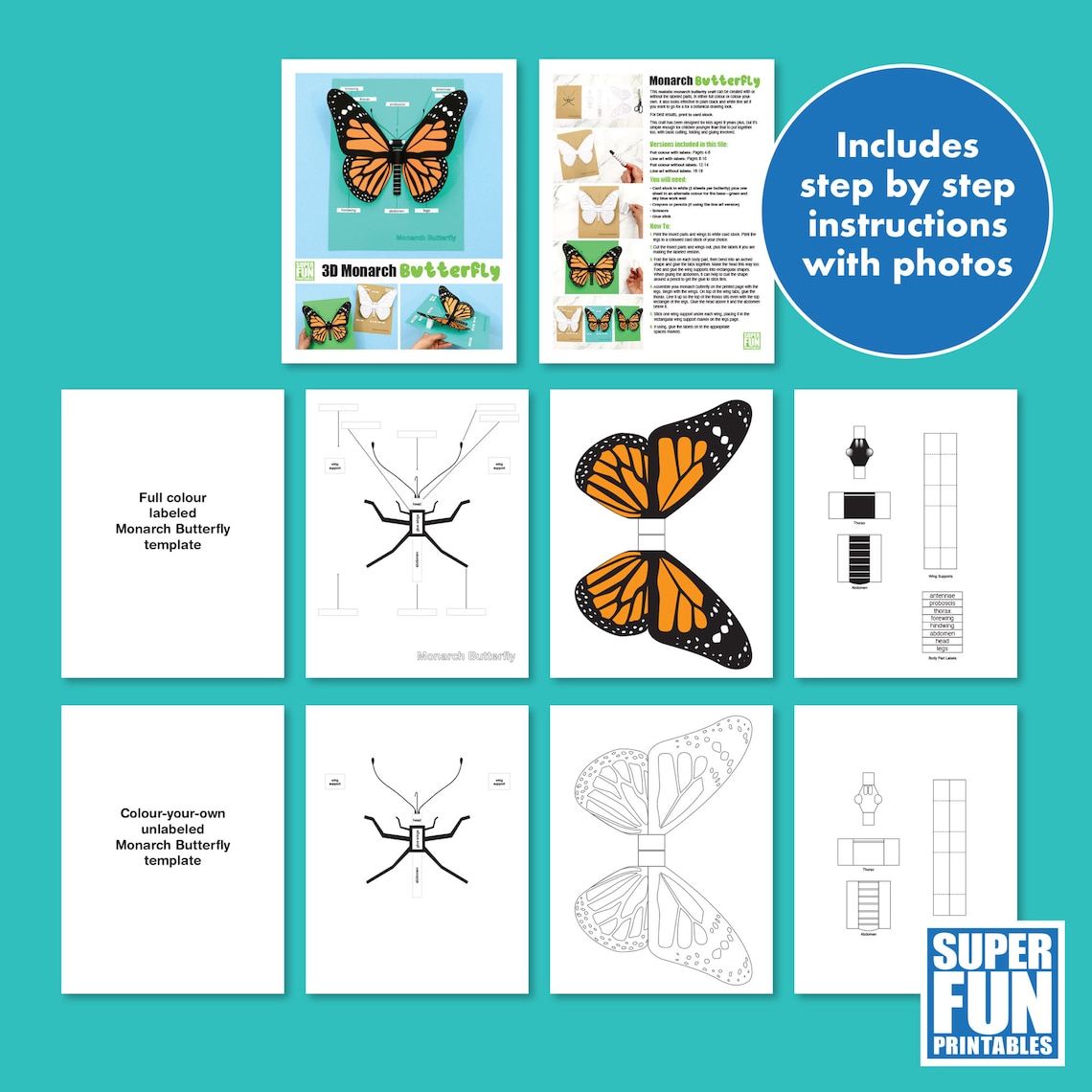 3D Monarch Butterfly Paper Craft - Etsy