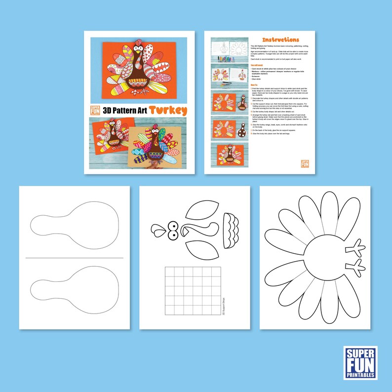 3D Turkey Doodle Art - Etsy