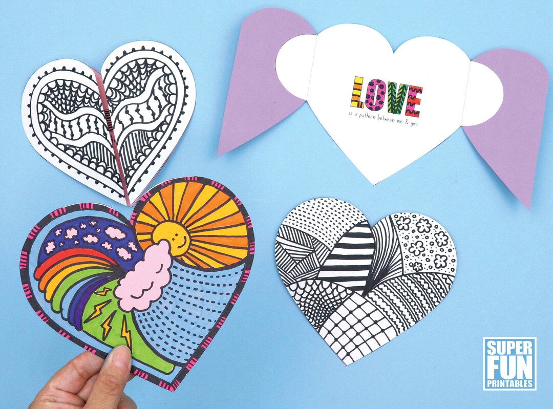 Heart Doodle Art Valentines Day Card - Etsy