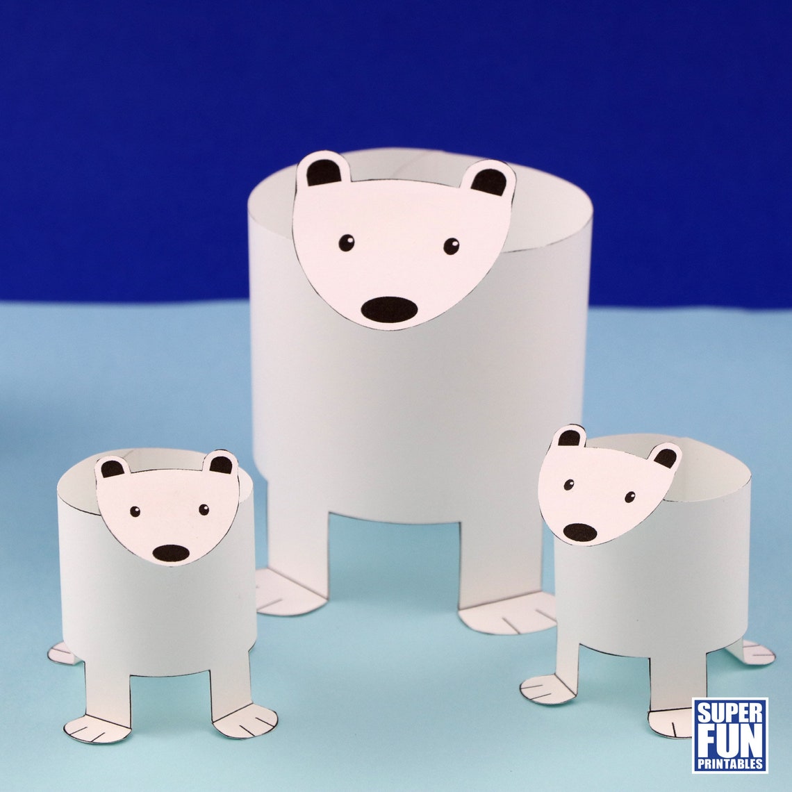 Paper Polar Bear Mother and Cubs Craft - Etsy