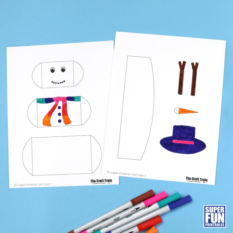 3D Paper Snowman Craft - Etsy