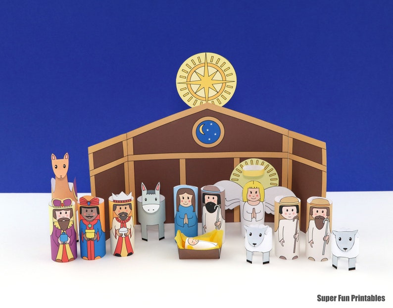 Printable Paper Nativity Scene Etsy