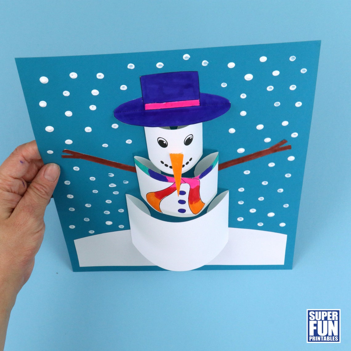 3D Paper Snowman Craft - Etsy