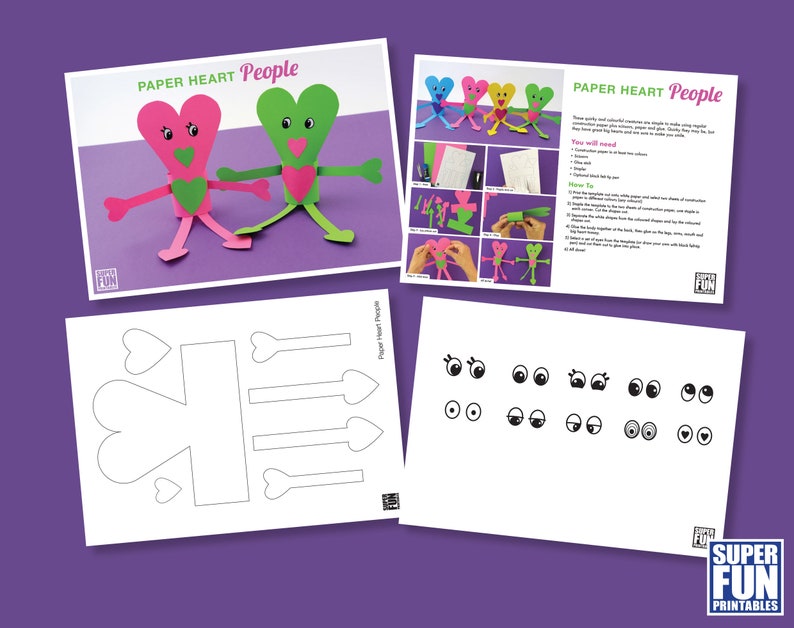Paper Heart People Valentines Day Paper Craft - Etsy