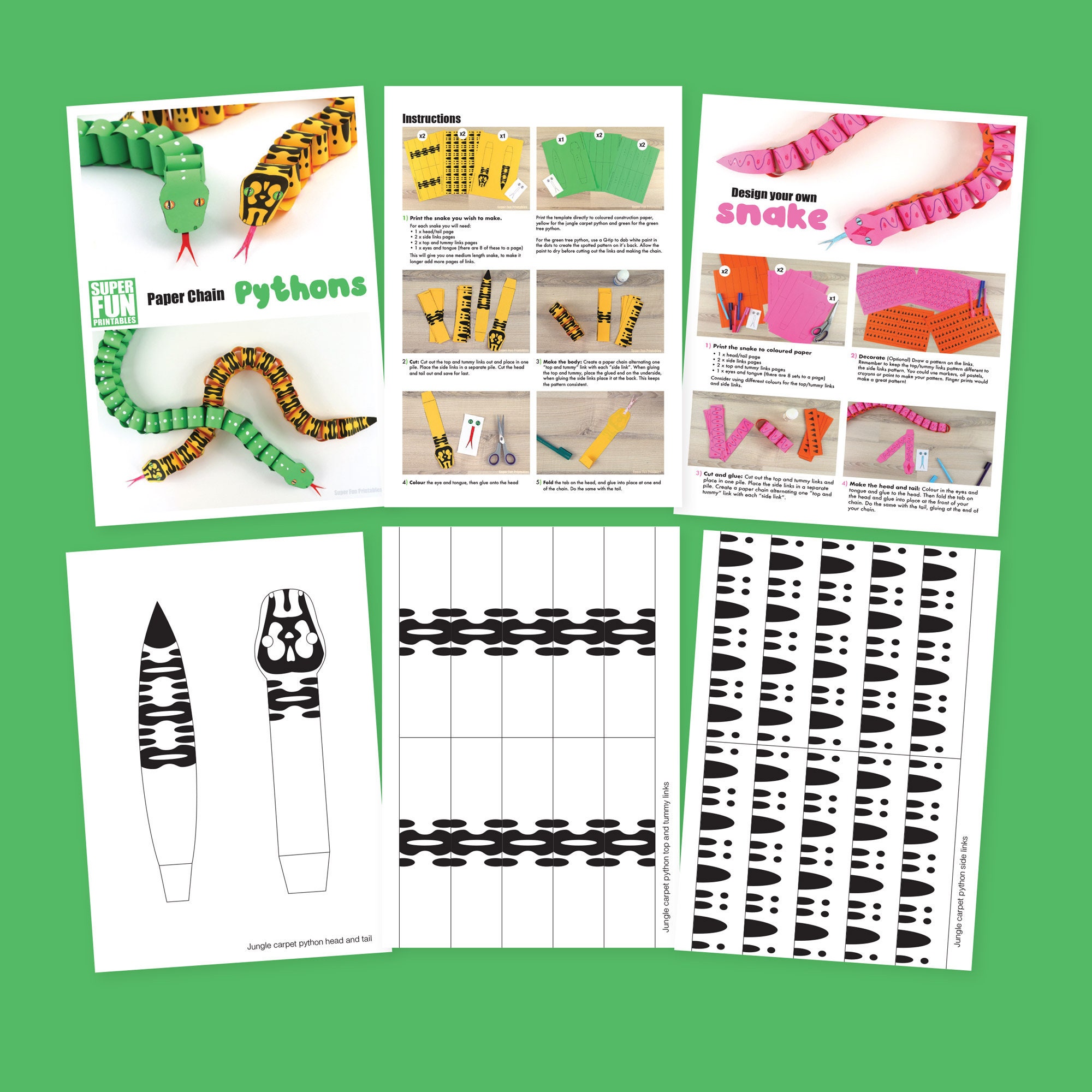 Paper Chain Snake Craft - Etsy