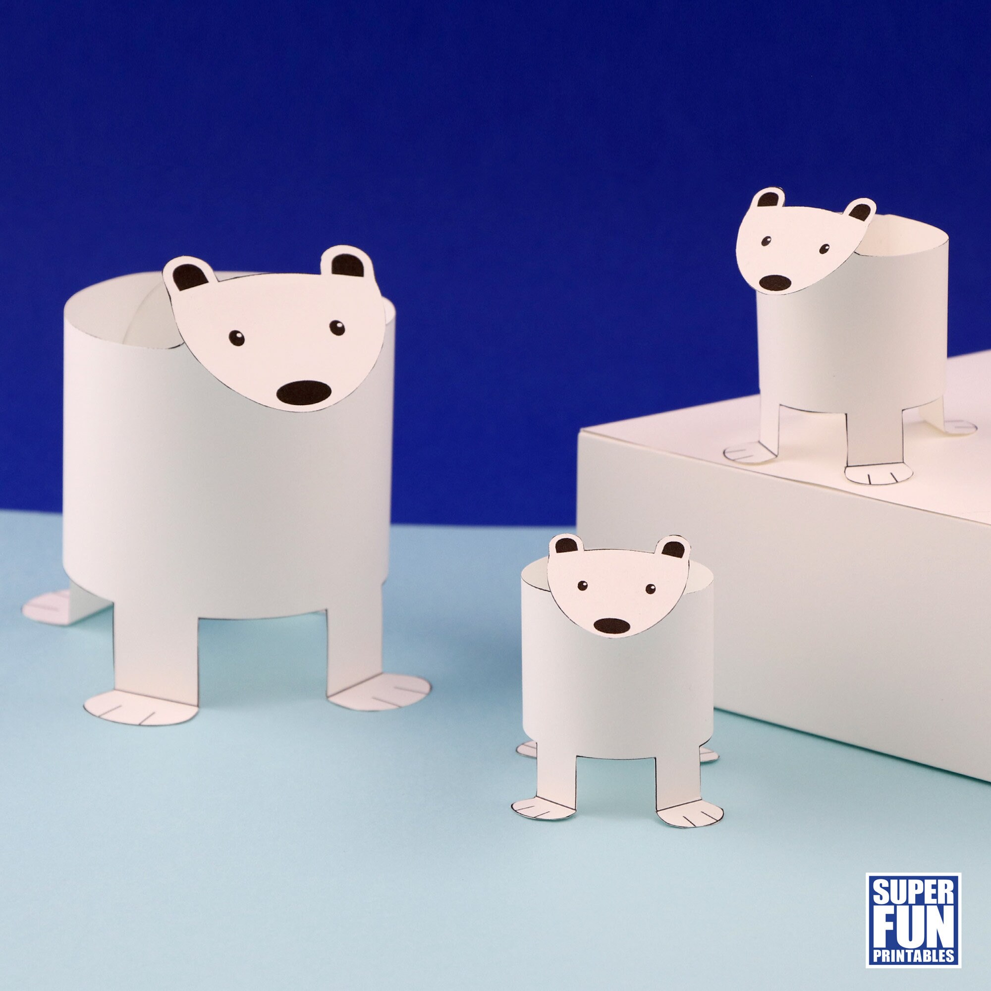 Paper Polar Bear Mother and Cubs Craft - Etsy
