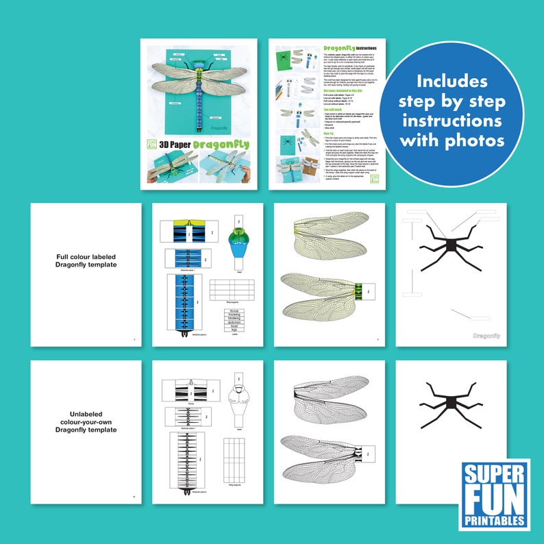 3D Dragonfly Paper Craft - Etsy