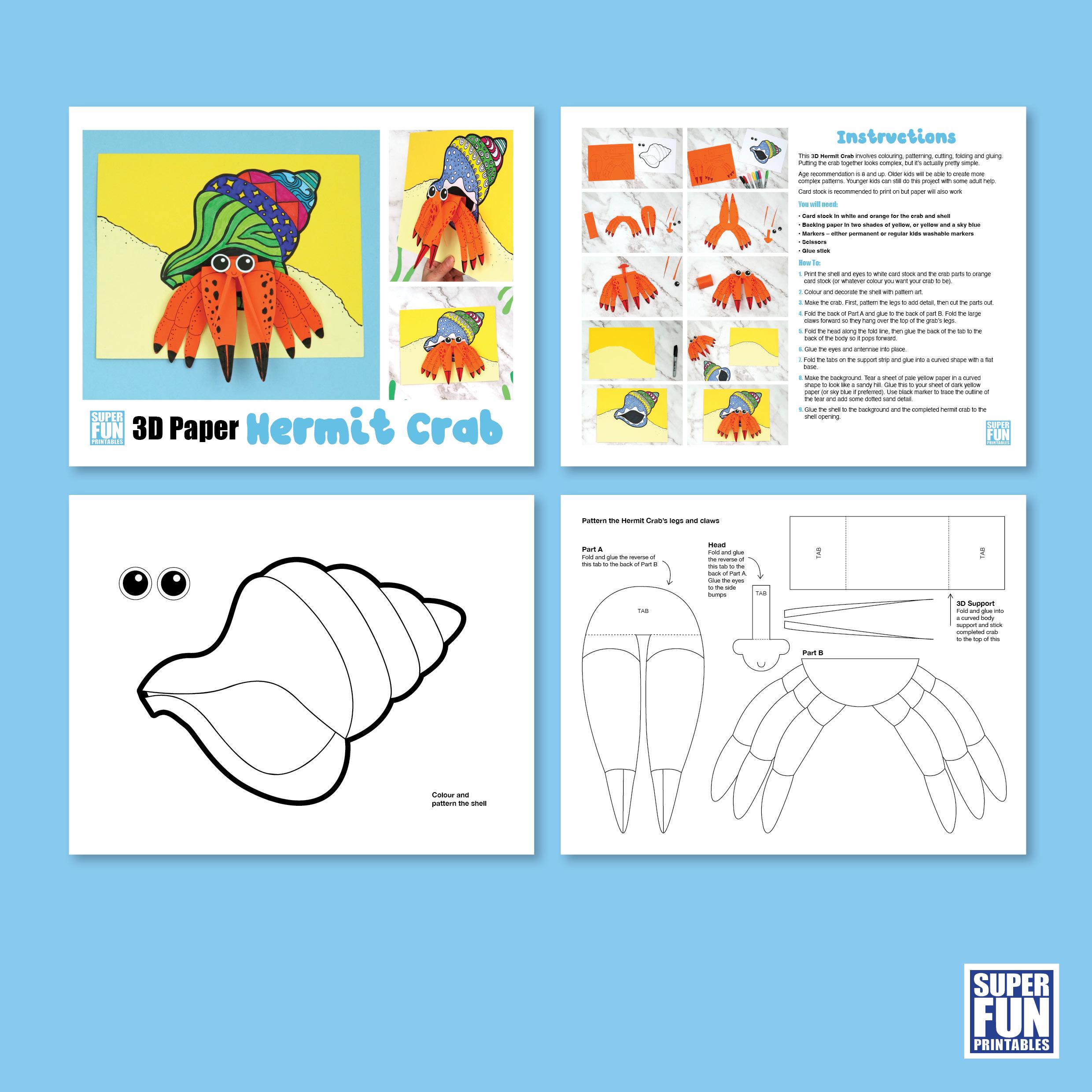 3D Hermit Crab Pattern Craft - Etsy