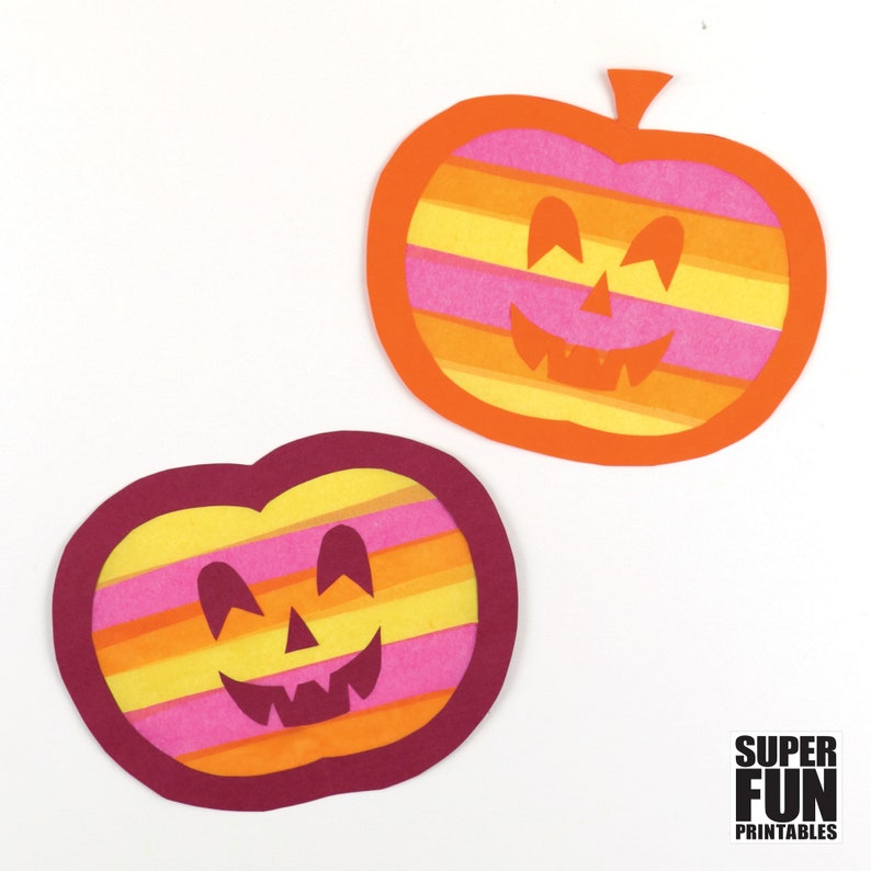 Bat and Pumpkin Suncatcher Craft Template - Etsy