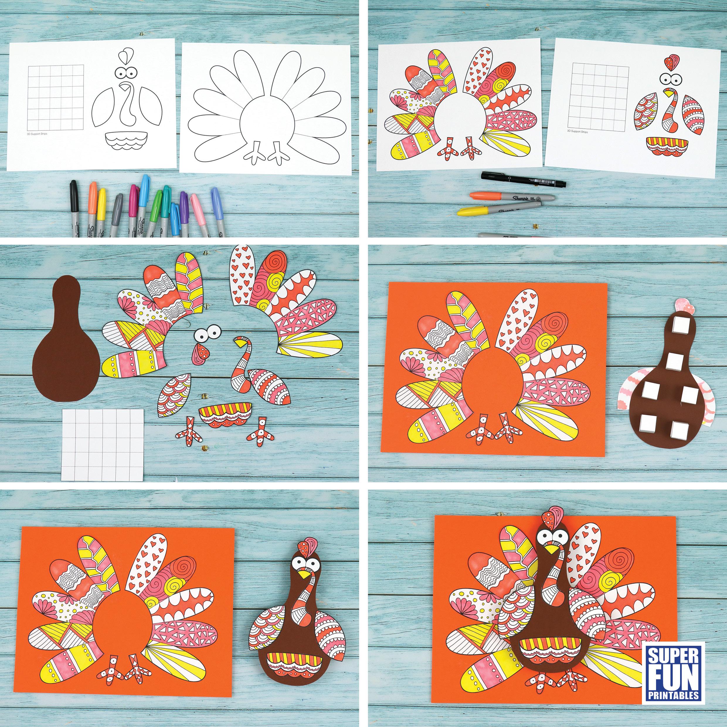 3D Turkey Doodle Art - Etsy