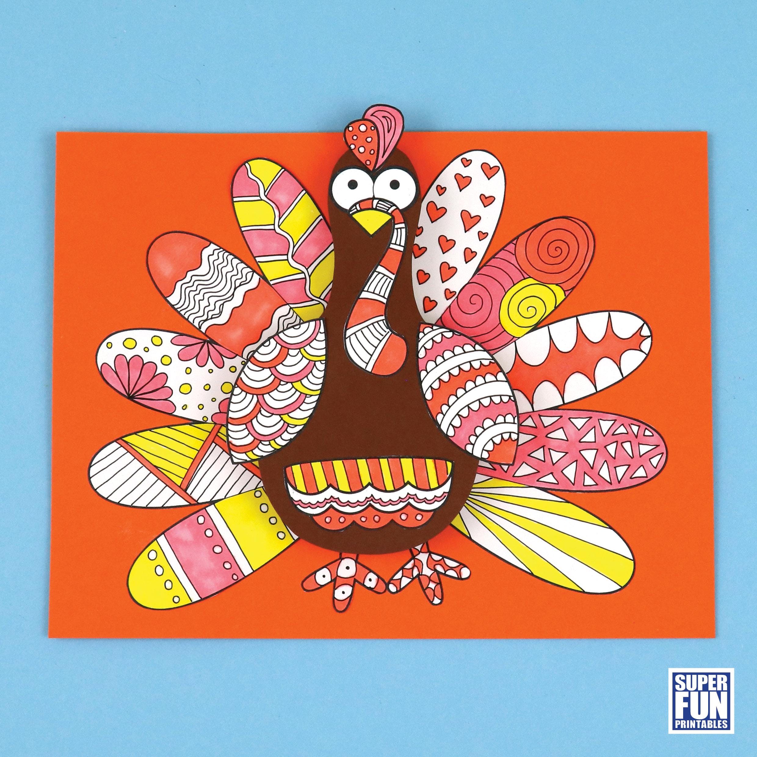 3D Turkey Doodle Art - Etsy