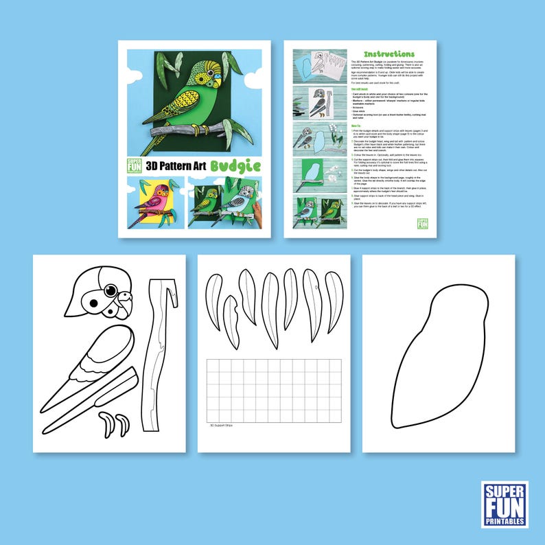3D Budgie Pattern Art Project - Etsy
