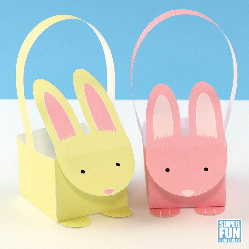 Bunny Basket Paper Craft - Etsy