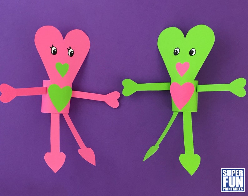 Paper Heart People Valentines Day Paper Craft - Etsy