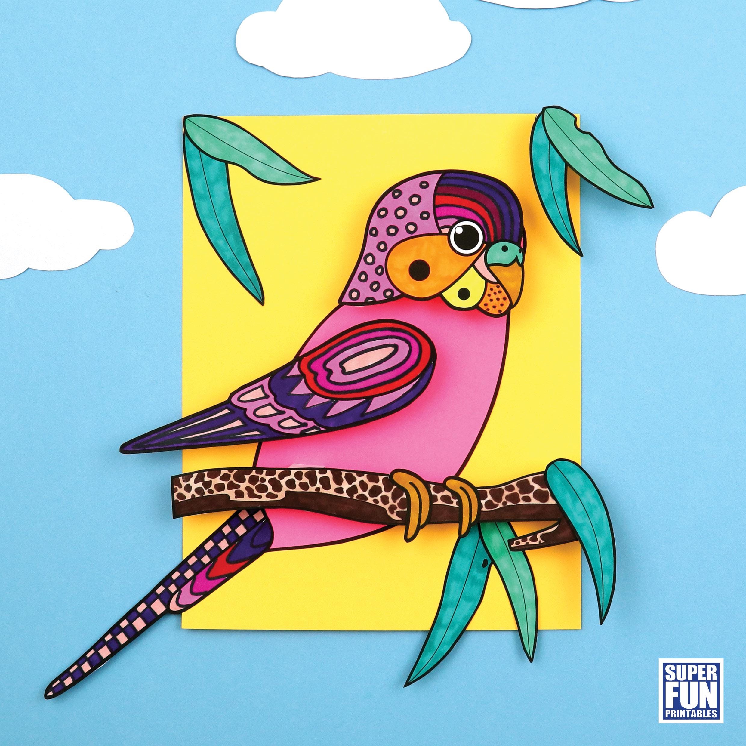 3D Budgie Pattern Art Project - Etsy