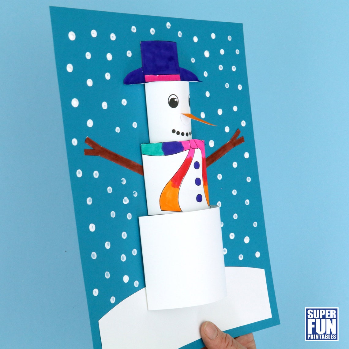 3D Paper Snowman Craft - Etsy