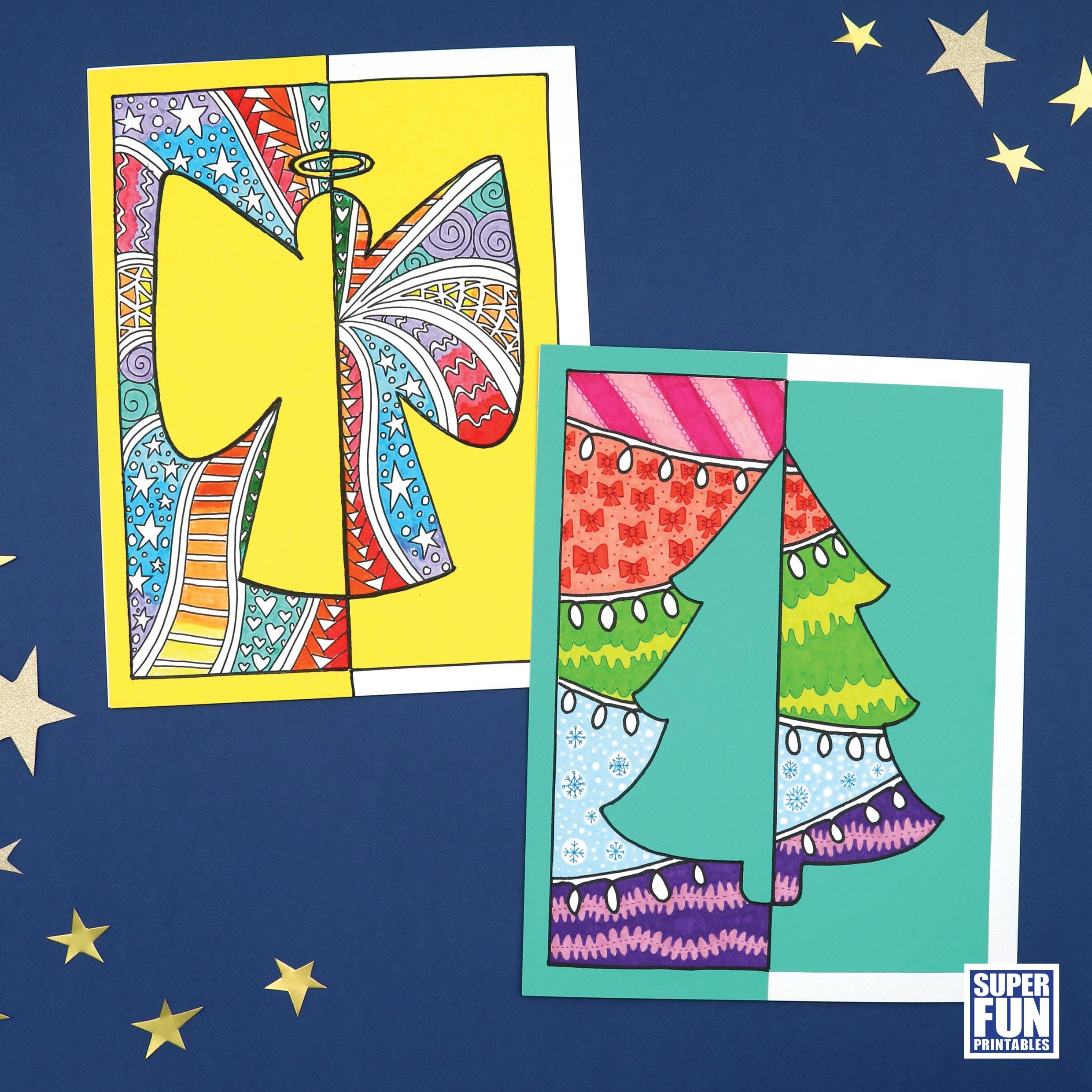 Christmas Positive Negative Pattern Art - Etsy