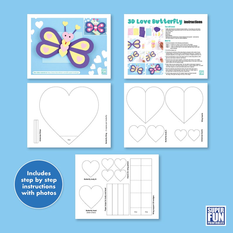Paper Heart Butterfly Craft - Etsy