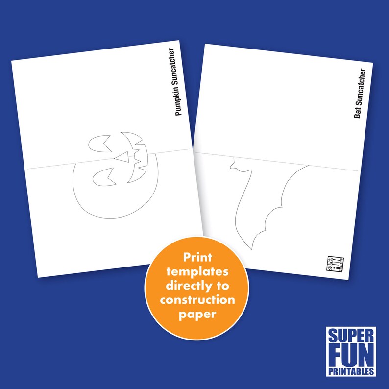 Bat and Pumpkin Suncatcher Craft Template - Etsy