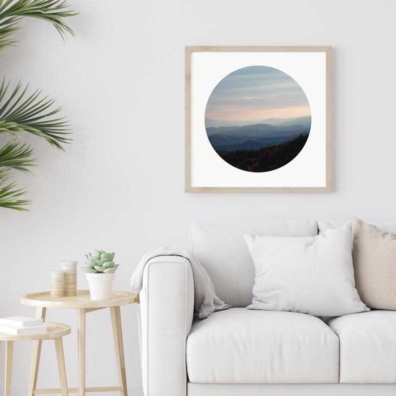 Printable Photography Blue Ridge Mountains Circle Art | Etsy