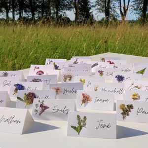 Handmade Pressed Flower Place Cards With REAL Flowers, Wedding Table ...