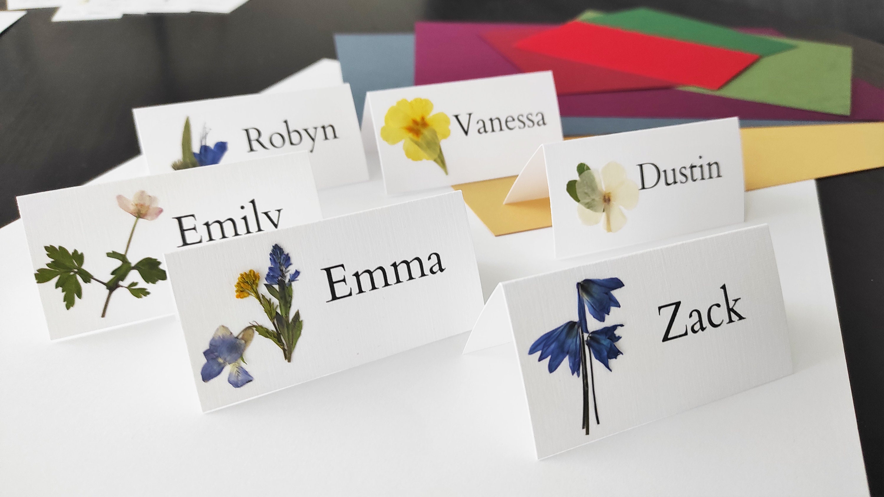 Handmad Pressed Flowers Place Cards With REAL Flowers Wedding - Etsy