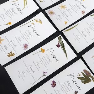 Handmade Pressed Flower Wedding Menu: Botanical Decor - Etsy