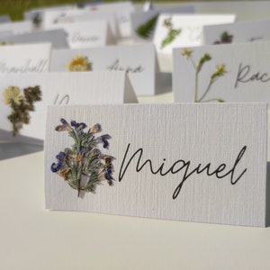 Handmade Pressed Flower Place Cards With REAL Flowers, Wedding Table ...