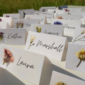 Handmade Pressed Flower Place Cards With REAL Flowers, Wedding Table ...