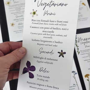 Handmade Pressed Flower Wedding Menu: Botanical Decor - Etsy