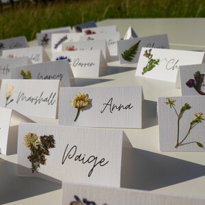 Handmade Pressed Flower Place Cards With REAL Flowers, Wedding Table ...